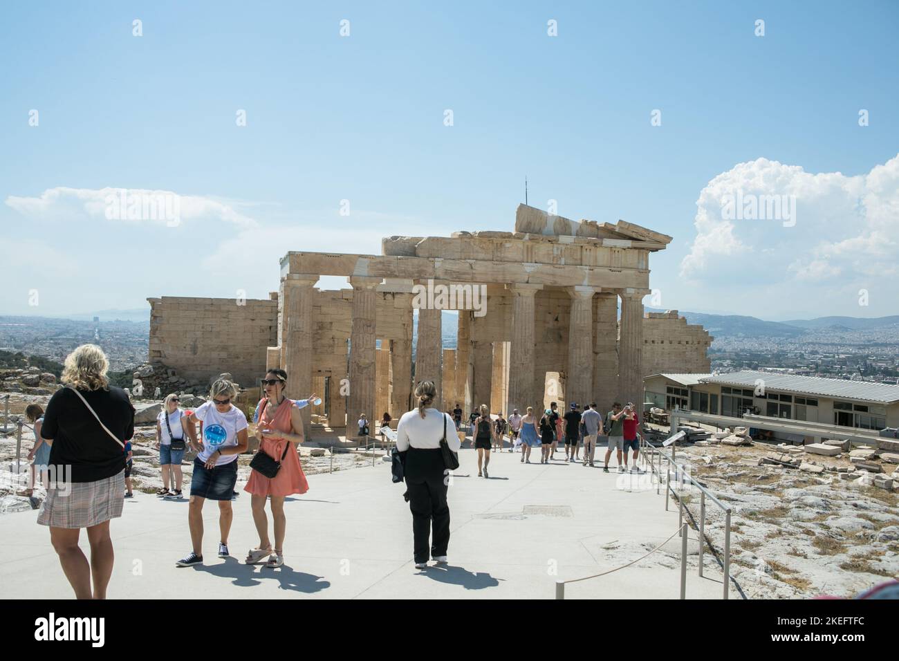 Parthenon temple, old Greek ruins at sunny day in Acropolis of Athens ...