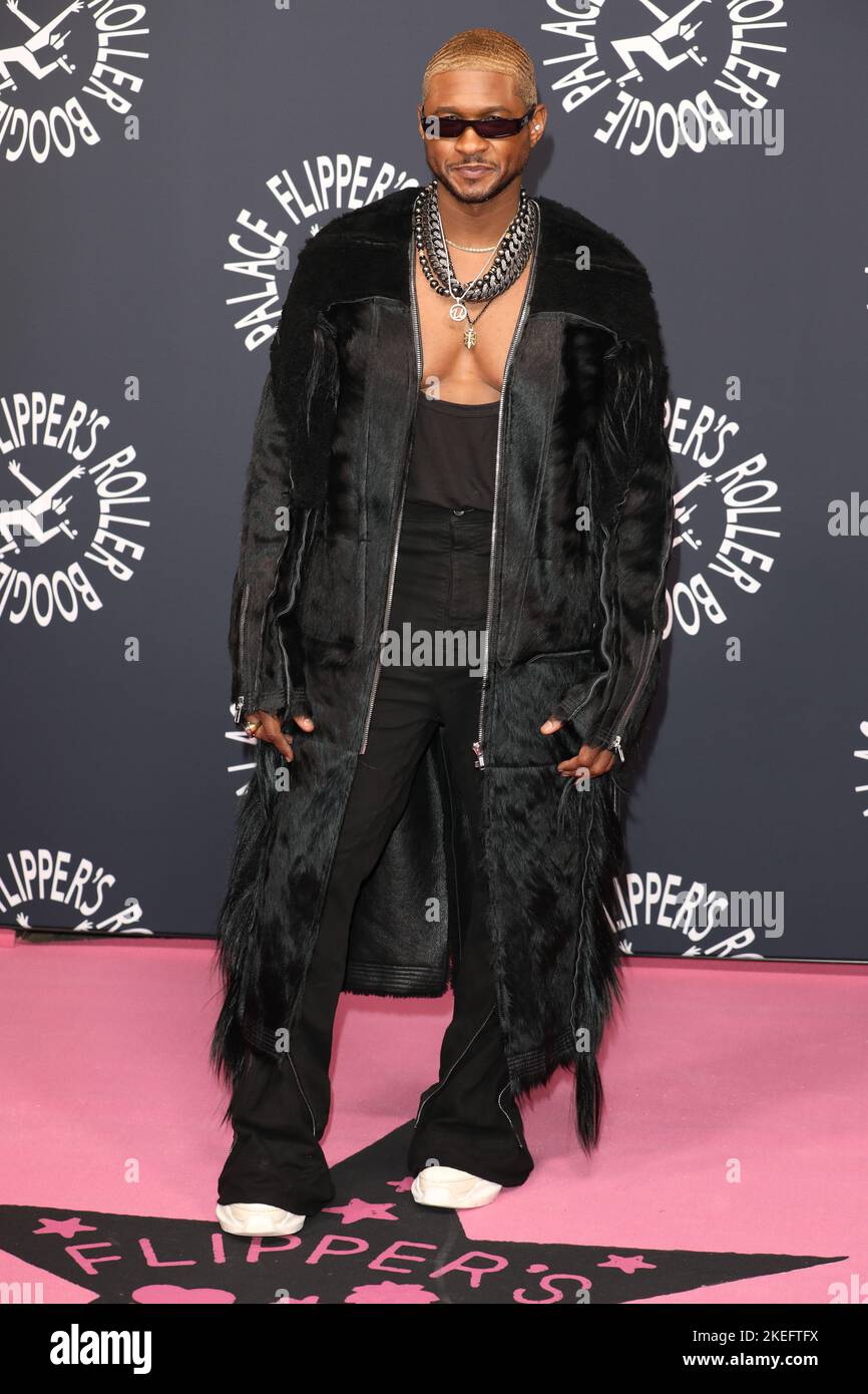 Usher attends the Opening of Flipper's Roller Boogie Palace in London ...