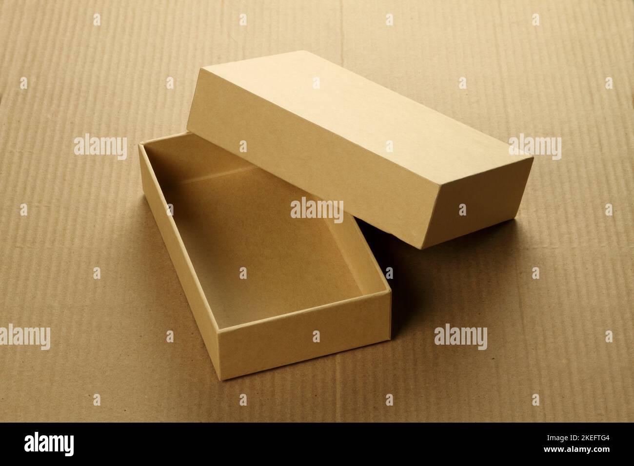 Recycle Blank Card Board Box for Mockup on Corrugated Background Stock ...
