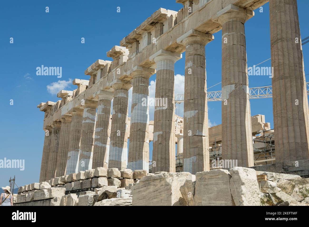 Parthenon temple, old Greek ruins at sunny day in Acropolis of Athens ...