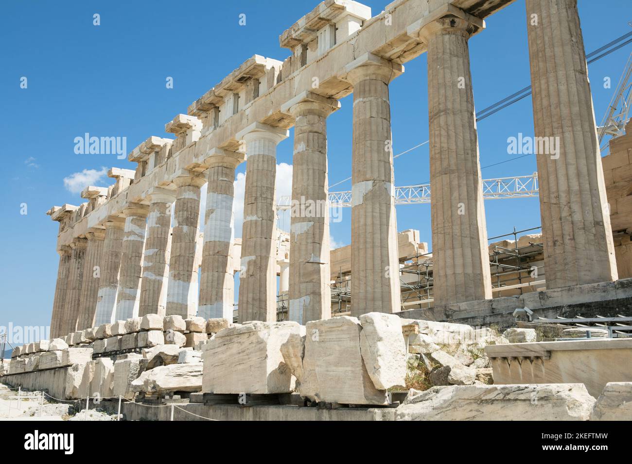 Parthenon temple, old Greek ruins at sunny day in Acropolis of Athens ...