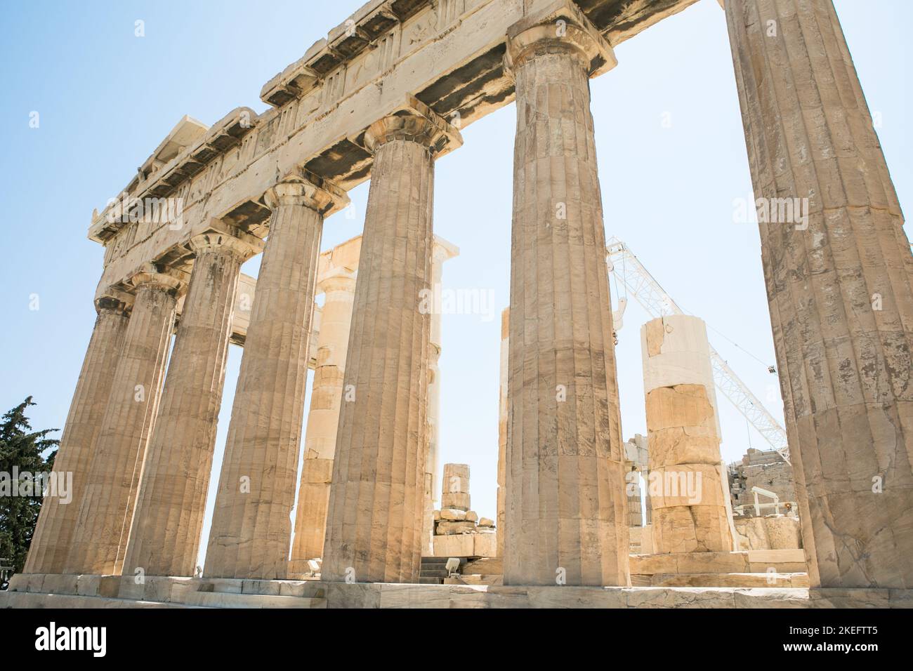 Parthenon temple, old Greek ruins at sunny day in Acropolis of Athens ...