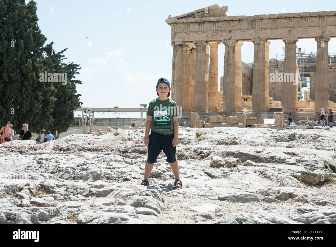 Parthenon temple, old Greek ruins at sunny day in Acropolis of Athens ...