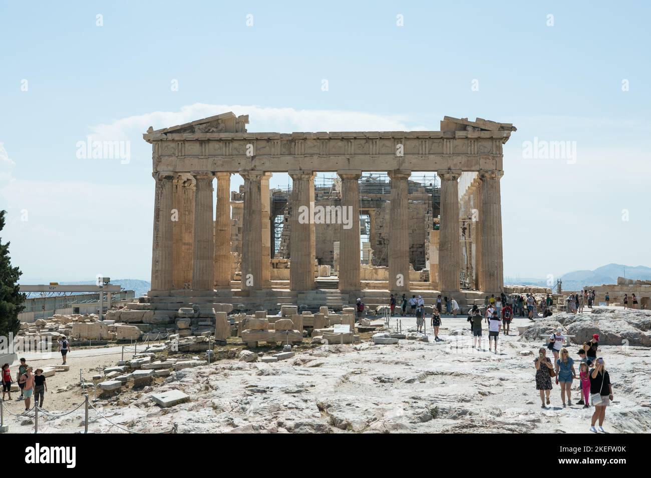 Parthenon temple, old Greek ruins at sunny day in Acropolis of Athens, Greece. Acropolis of ...