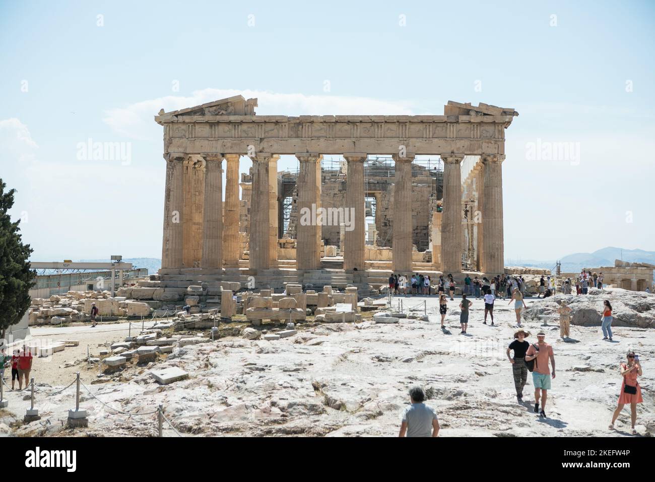 Parthenon temple, old Greek ruins at sunny day in Acropolis of Athens, Greece. Acropolis of ...