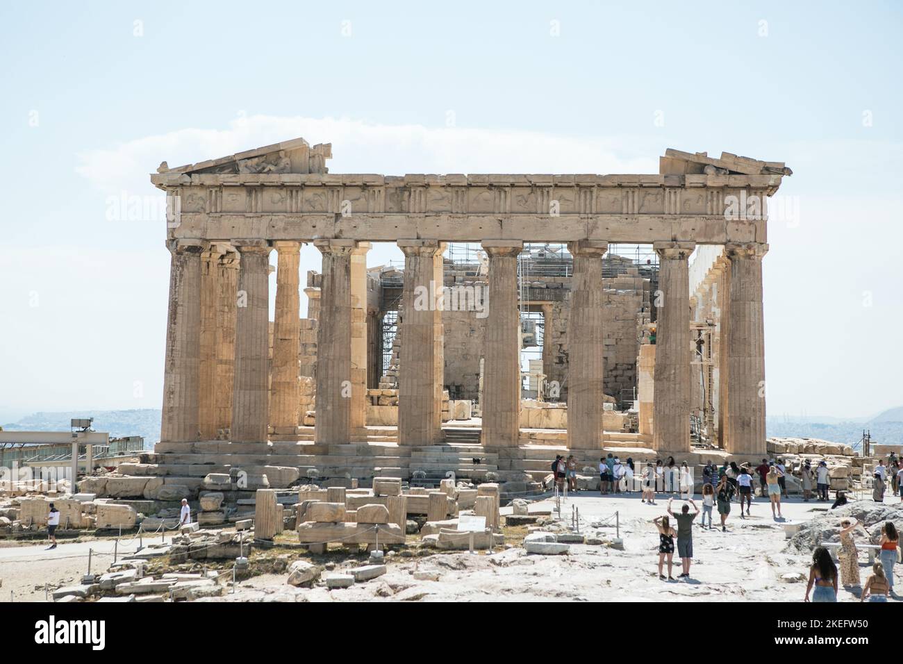 Parthenon temple, old Greek ruins at sunny day in Acropolis of Athens, Greece. Acropolis of ...