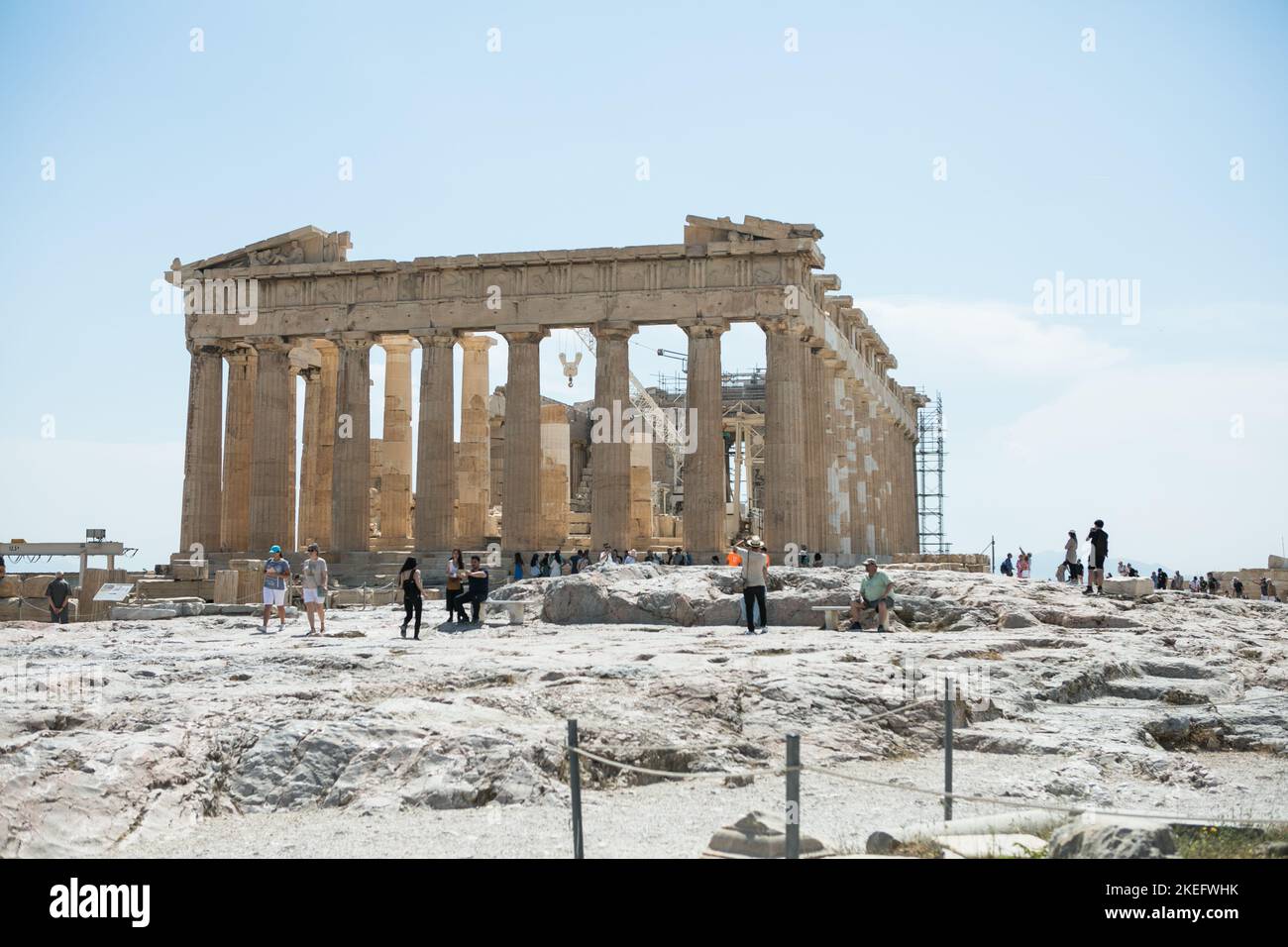 Parthenon temple, old Greek ruins at sunny day in Acropolis of Athens, Greece. Acropolis of ...