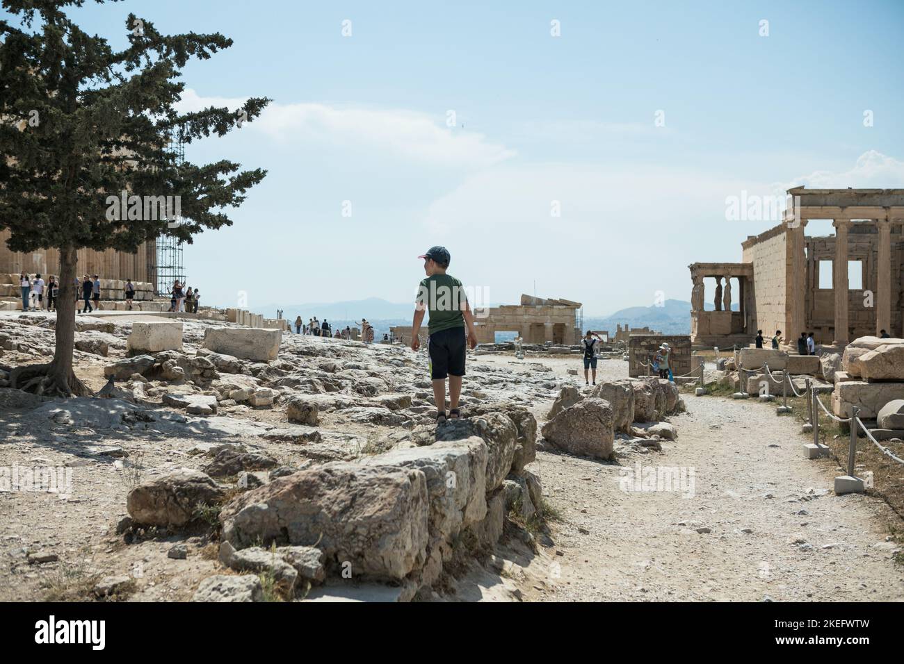 Parthenon temple, old Greek ruins at sunny day in Acropolis of Athens ...