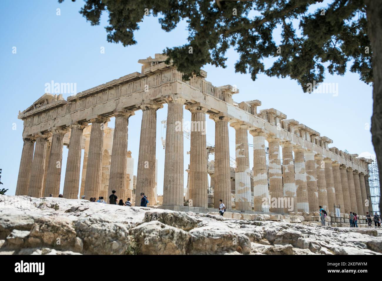 Parthenon temple, old Greek ruins at sunny day in Acropolis of Athens, Greece. Acropolis of ...
