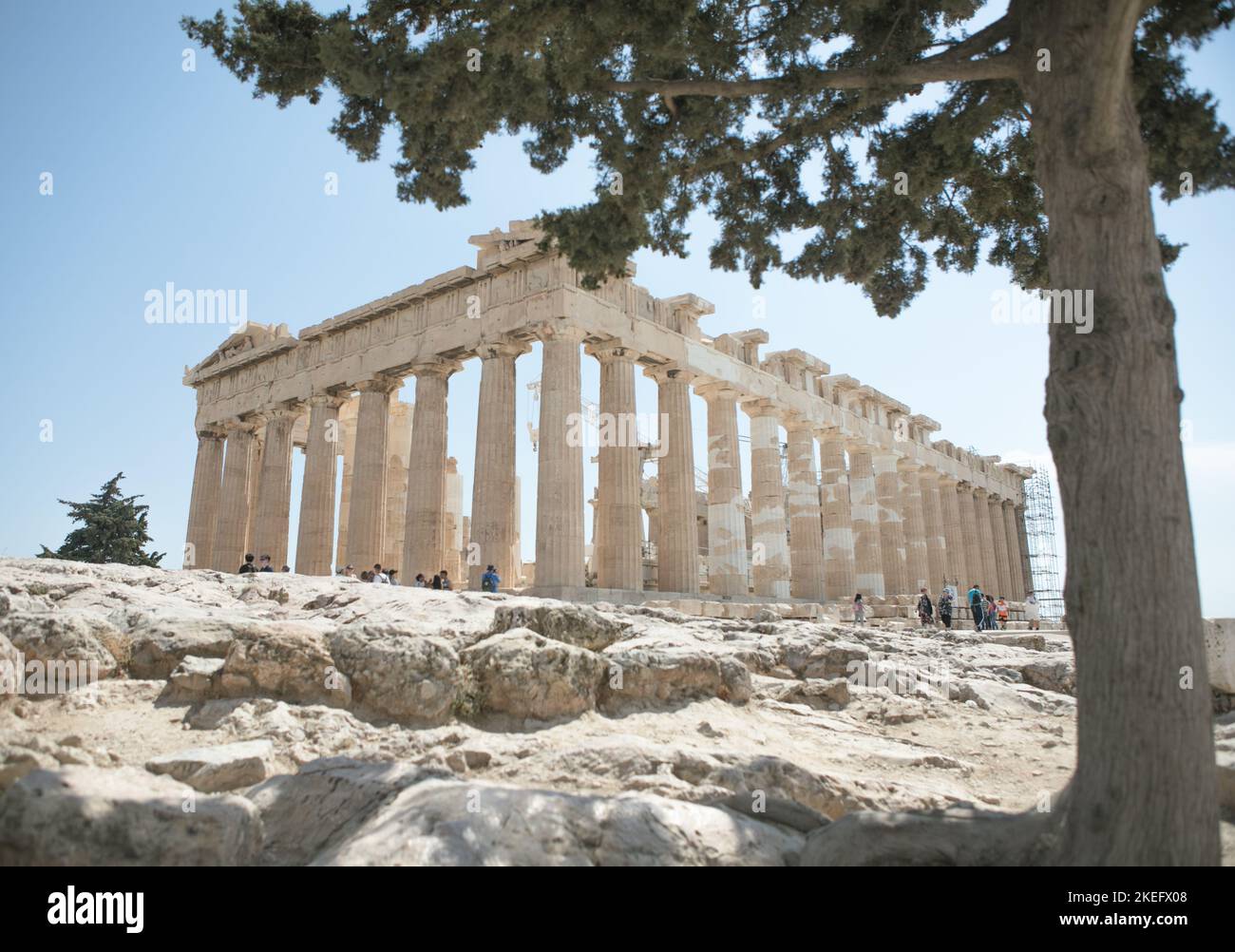 Parthenon temple, old Greek ruins at sunny day in Acropolis of Athens, Greece. Acropolis of ...
