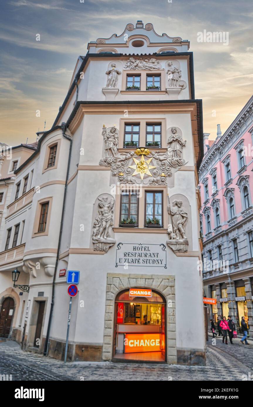An amazing shot of sunny cityscape in capital of Czech Republic ...