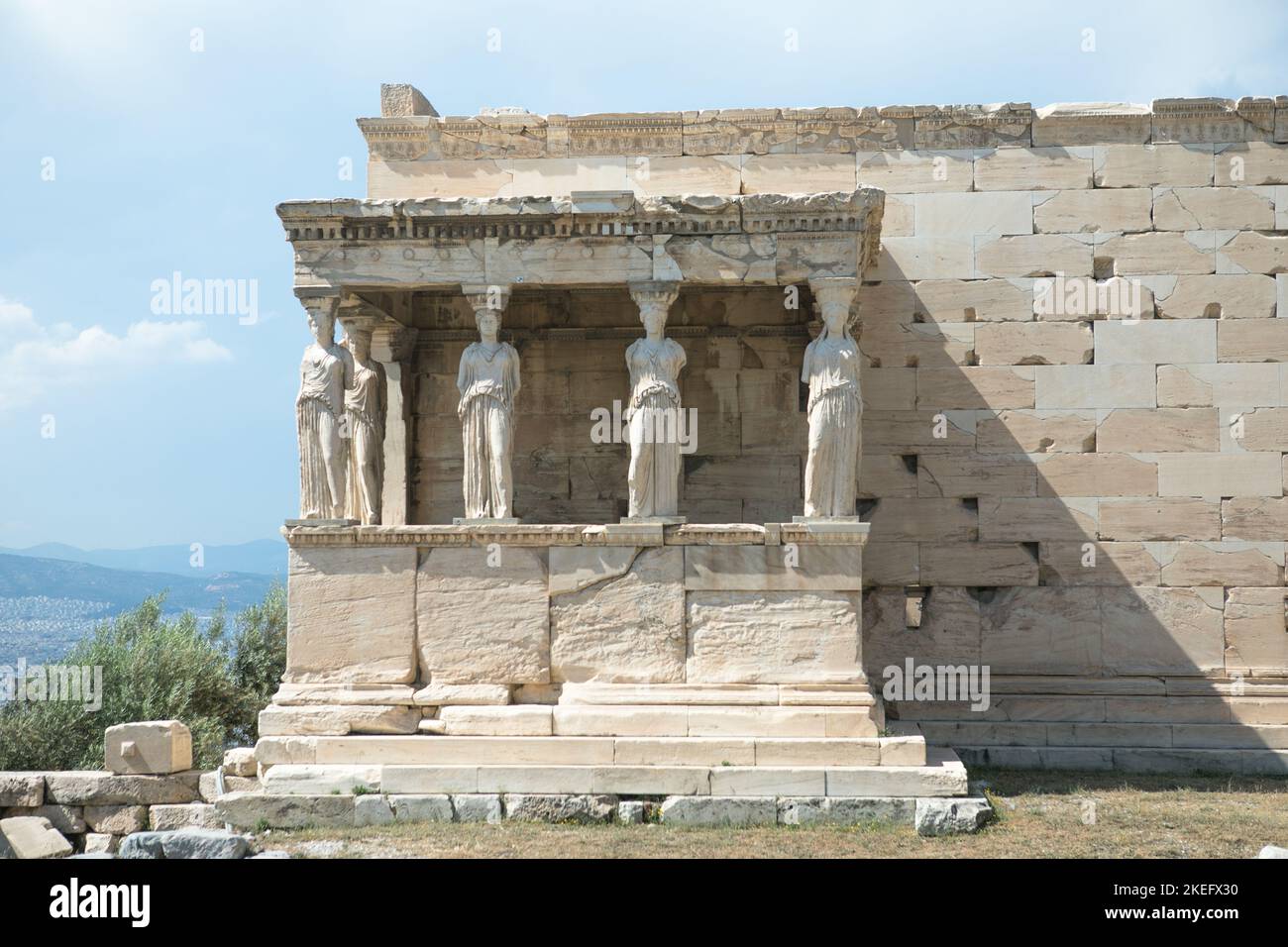 Porch of the Caryatids at Erechtheion temple, Acropolis of Athens ...