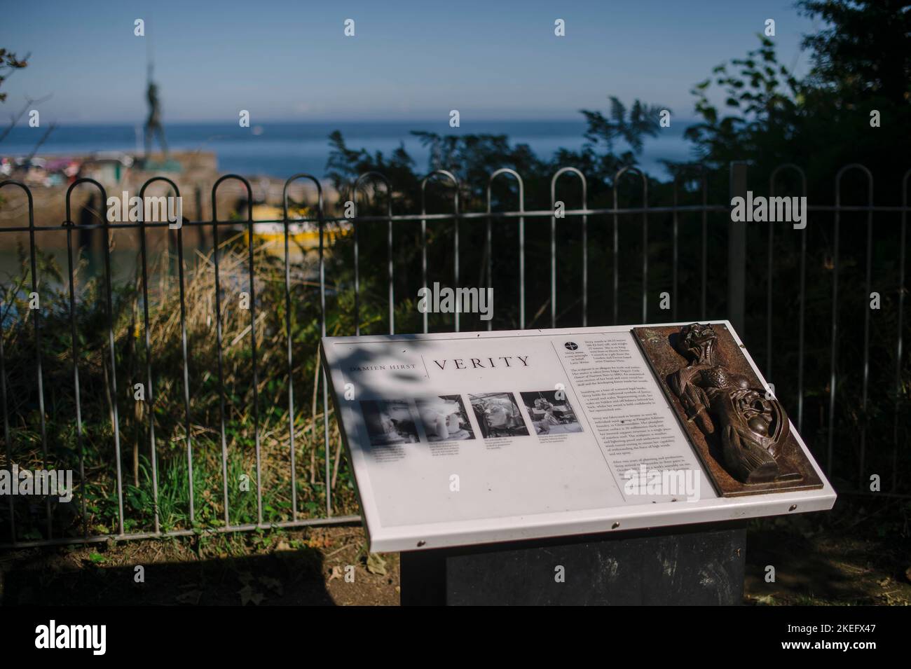 Damien Hirst's sculpture statue Verity, pictured in the harbour in ...