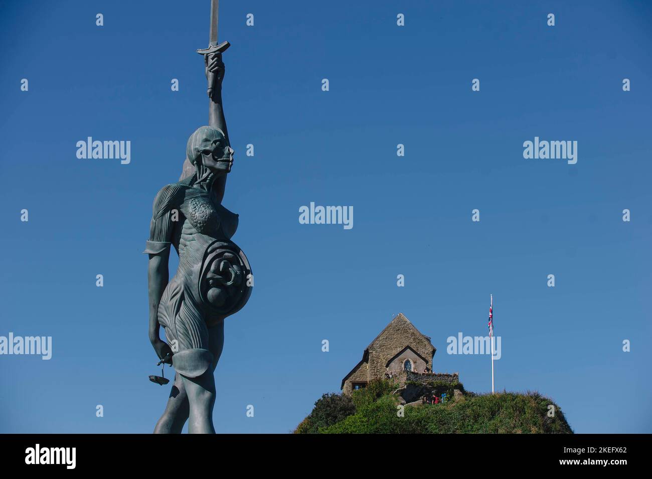 Damien Hirst's sculpture statue Verity, pictured in the harbour in ...