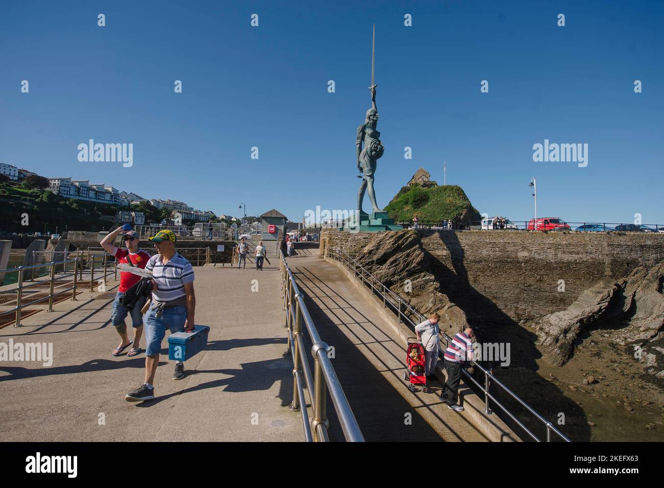Damien Hirst's sculpture statue Verity, pictured in the harbour in ...