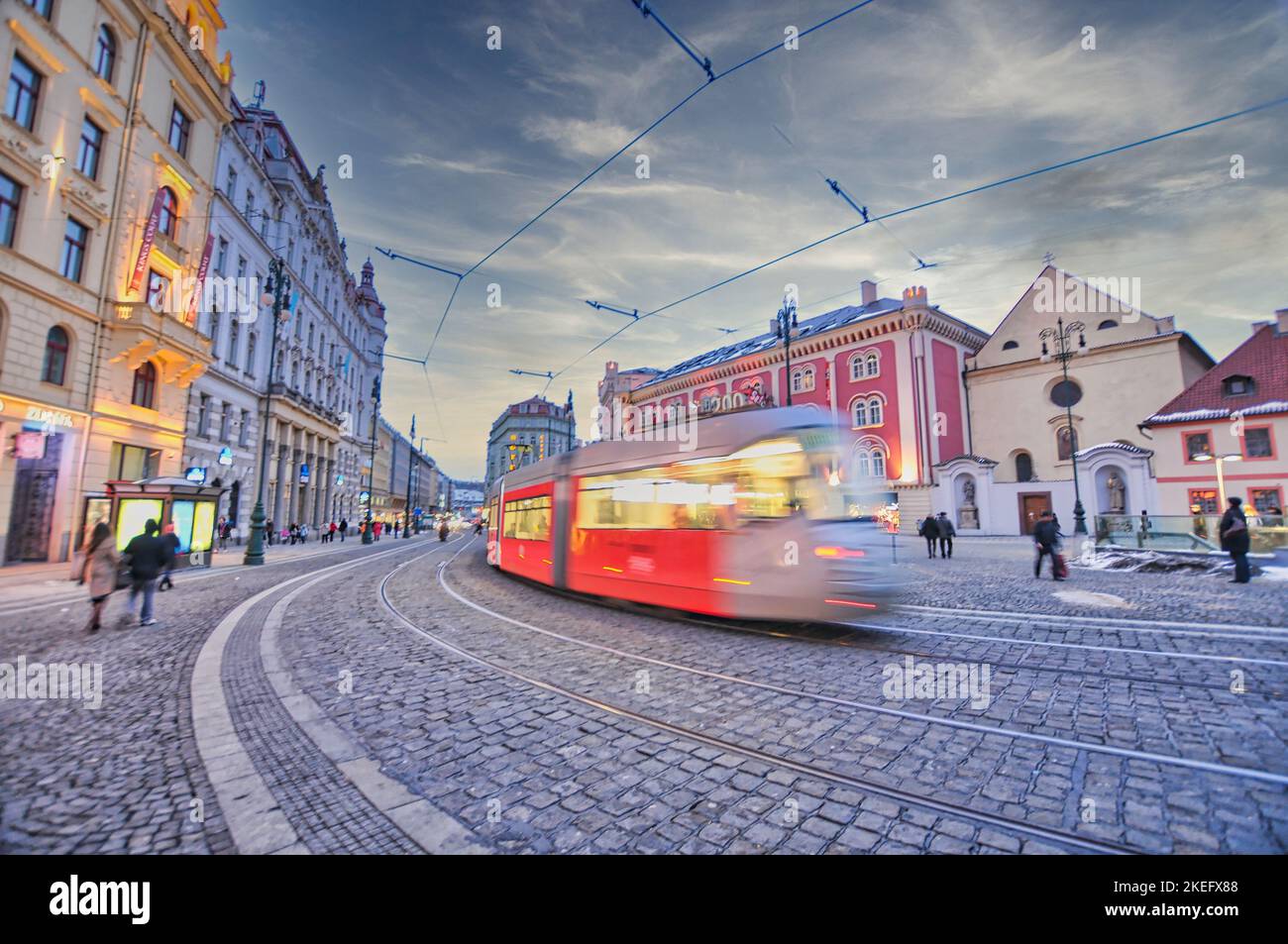 An amazing shot of sunny cityscape in capital of Czech Republic ...