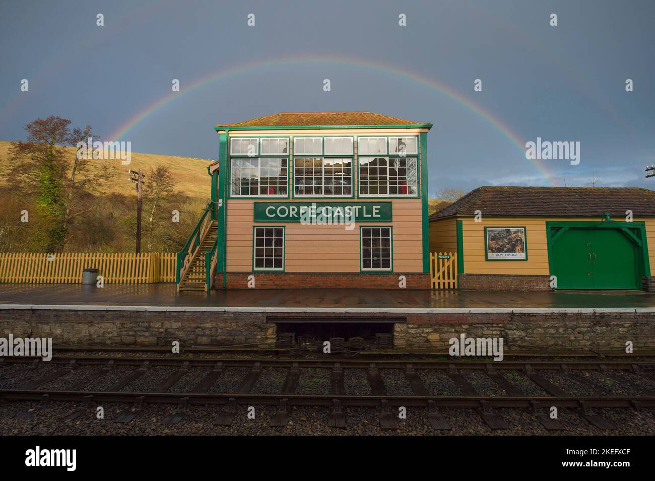Corfe Castle Train station, Dorset, UK Stock Photo - Alamy