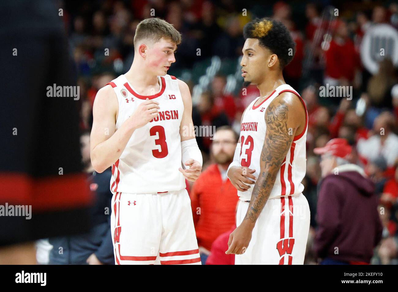 November 11, 2022: Wisconsin Badgers guard Connor Essegian (3) and ...
