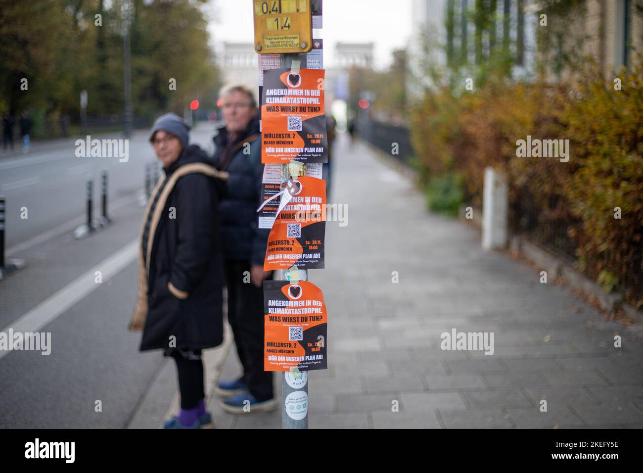 Flyers of the Letzte Generation ( Last Generation ) hanging on November ...