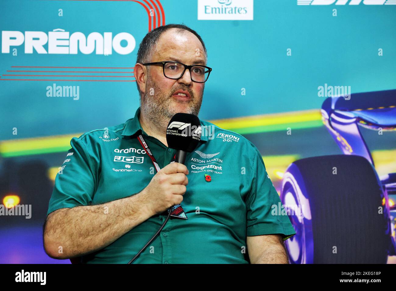 FIA presse conference with Tom McCullough (GBR) Aston Martin F1 Team ...