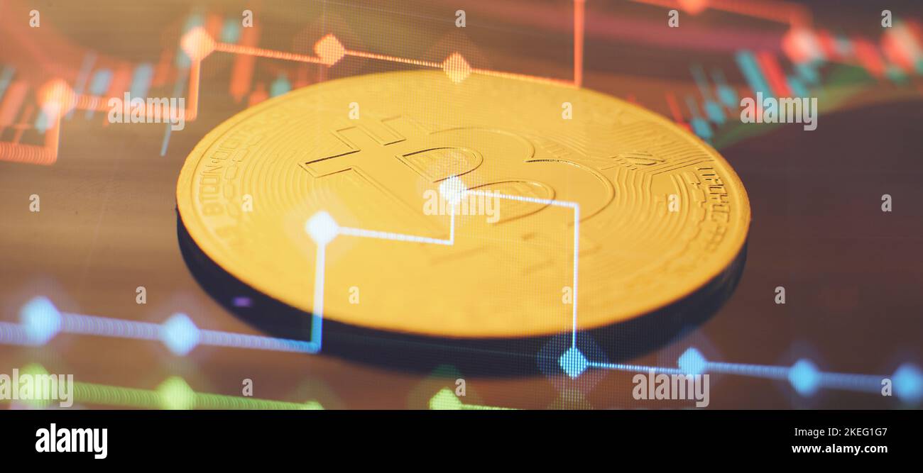 Bitcoins and New Virtual money concept , trading graph and candlestick ...