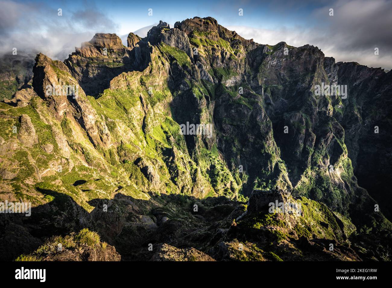 Description: Mountain landscape of Pico Ruivo photographed from a ...