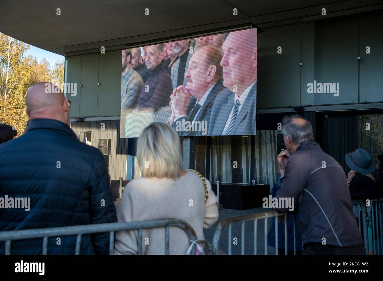 Illustration picture shows Hugo on a giant screen outside during a ...