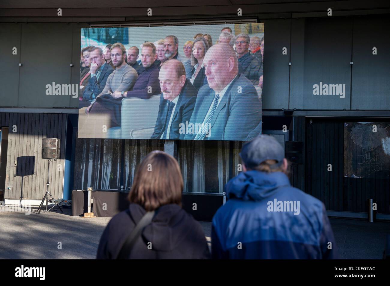 Illustration picture shows Hugo on a giant screen outside during a ...