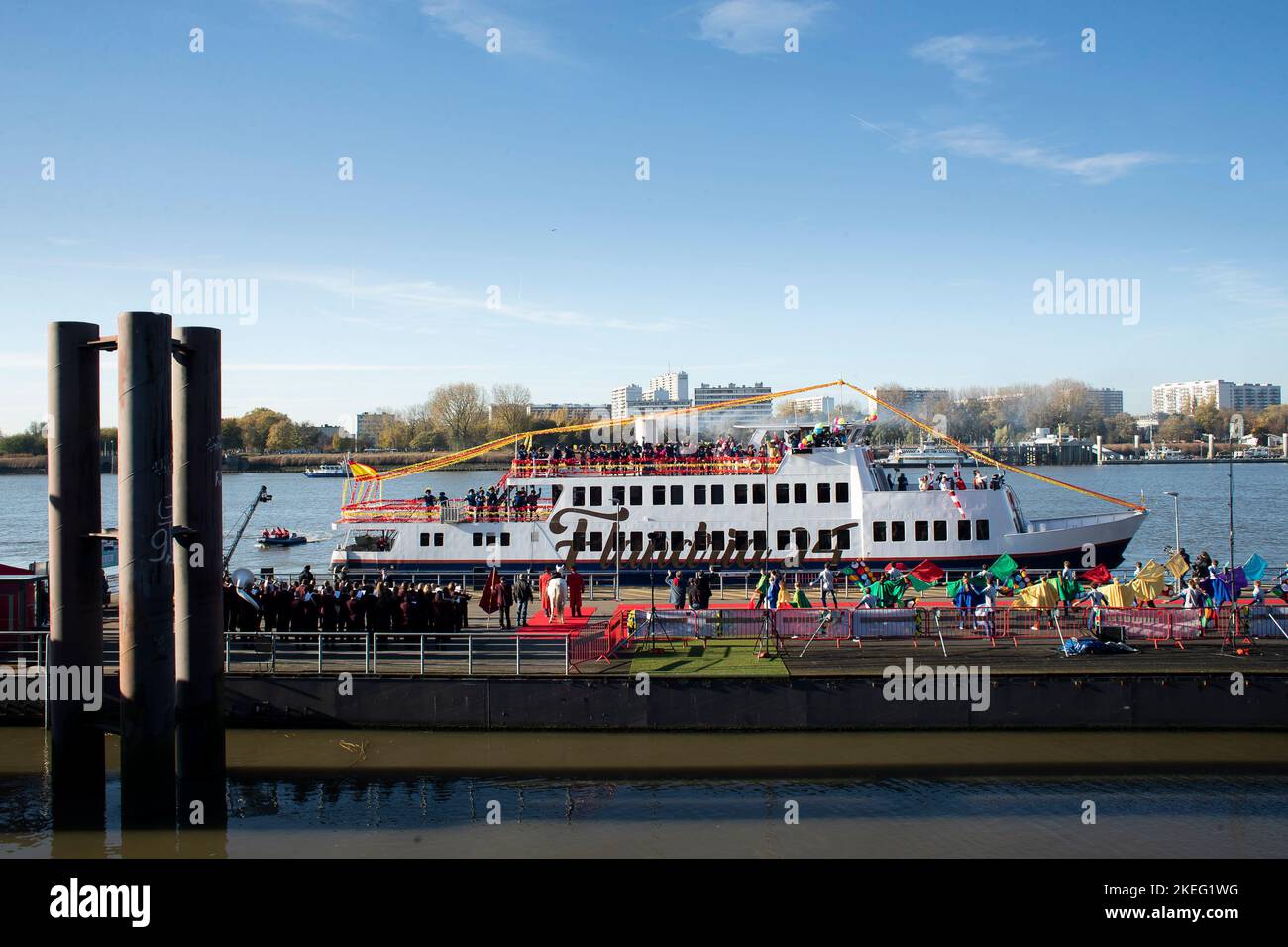 The boat of Sinterklaas pictured during the arrival of Sinterklaas in ...