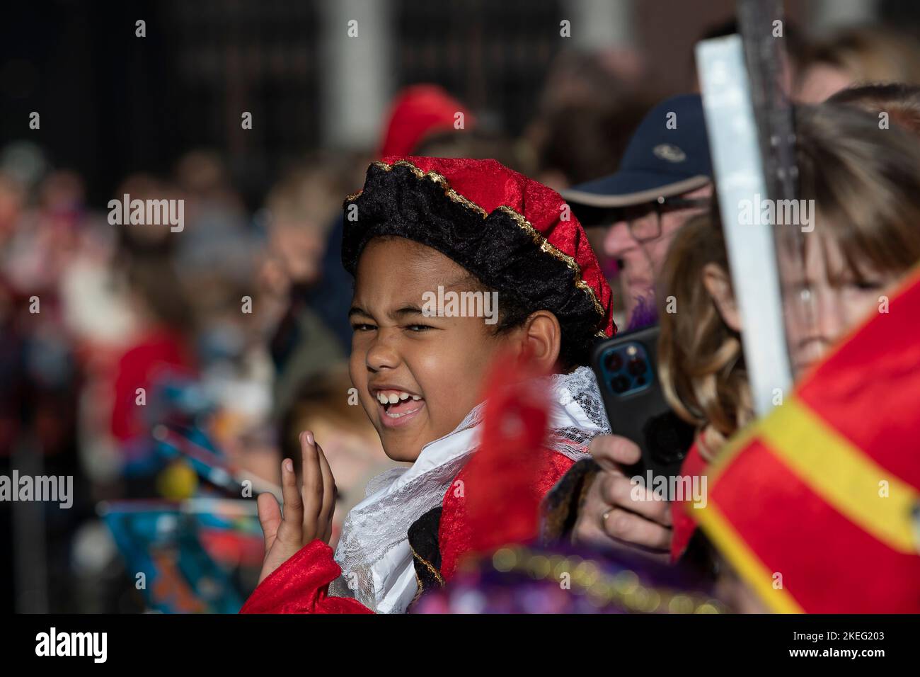 Children attend the arrival of Sinterklaas in Antwerp, Saturday 12 ...
