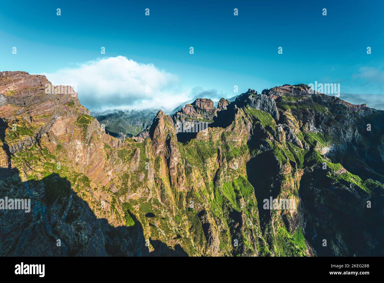 Description: Mountain landscape of Pico Ruivo photographed from a ...