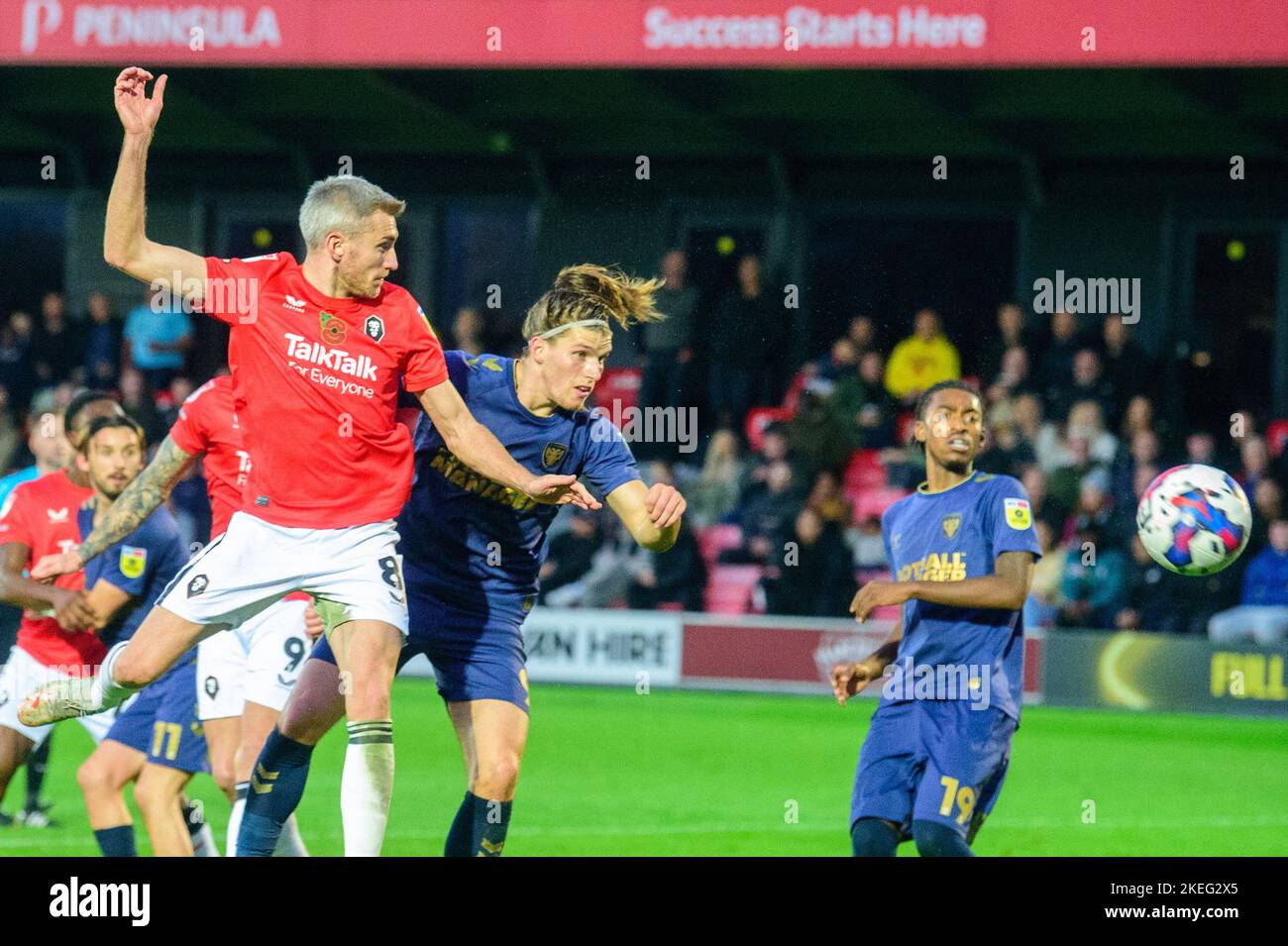 Salford on Saturday 12th November 2022. Matthew Lund of Salford City ...