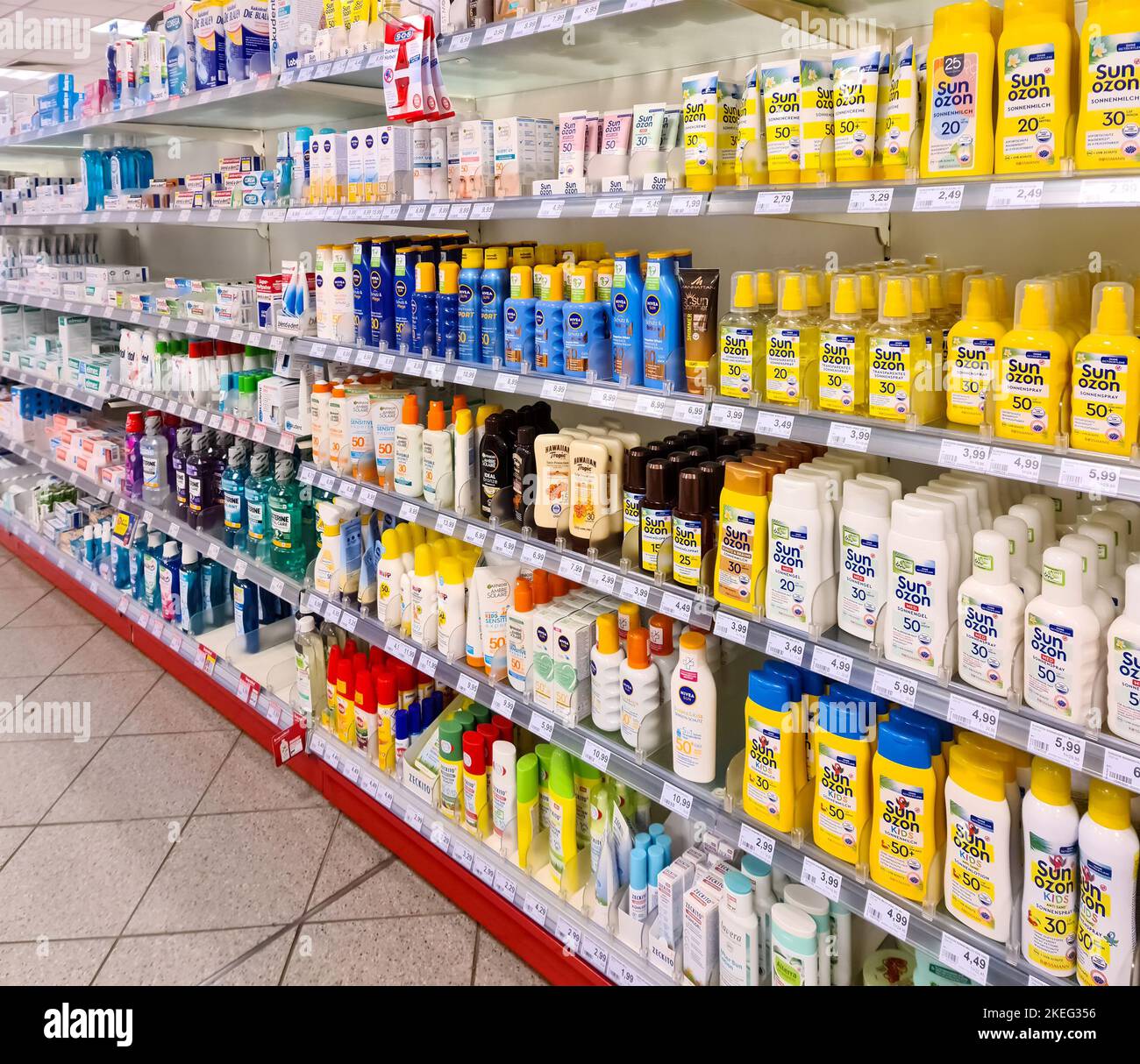 Kiel, Germany - 09. November 2022: A supermarket shelf with care ...