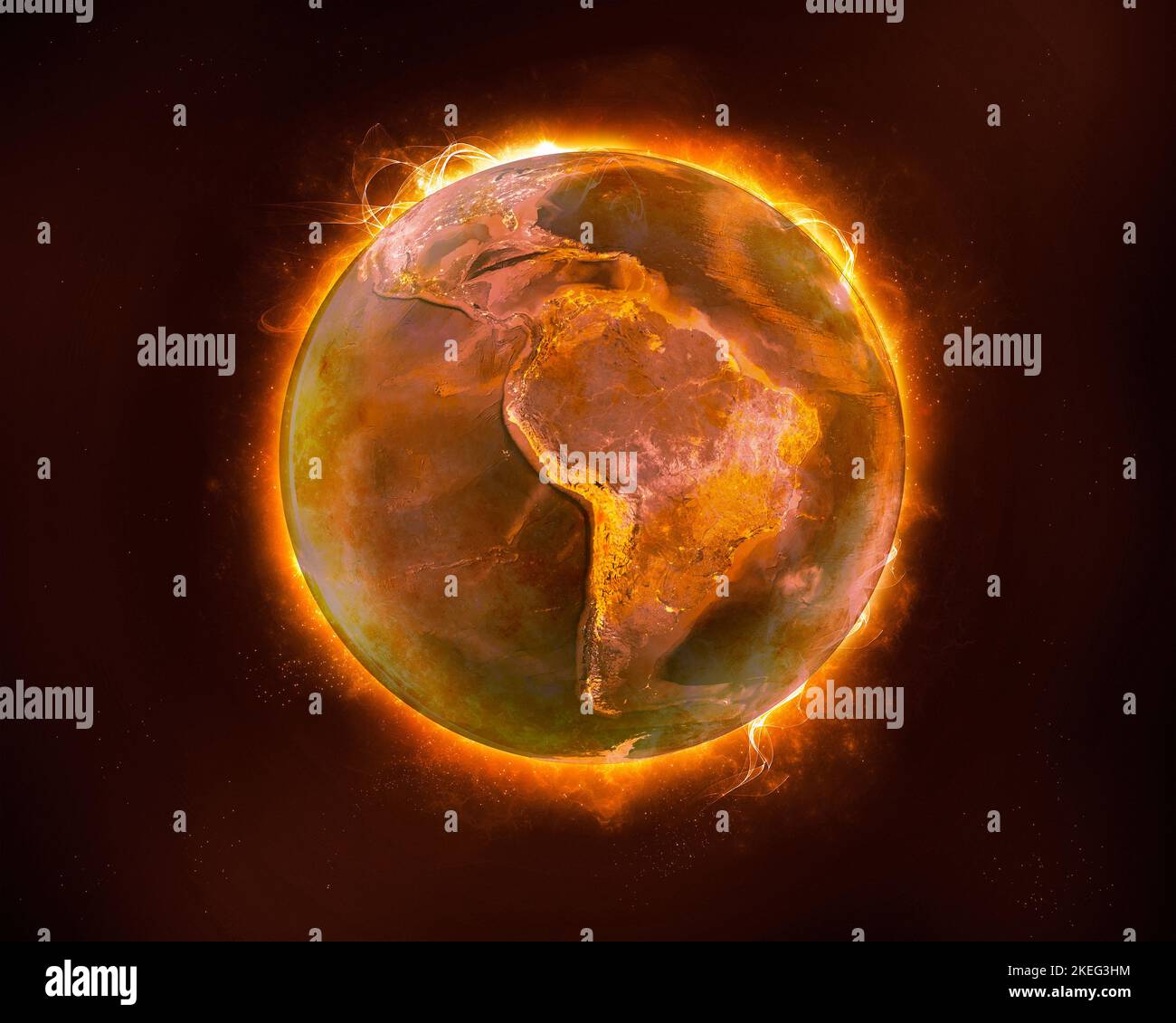 the earth burning due to global warming Stock Photo - Alamy