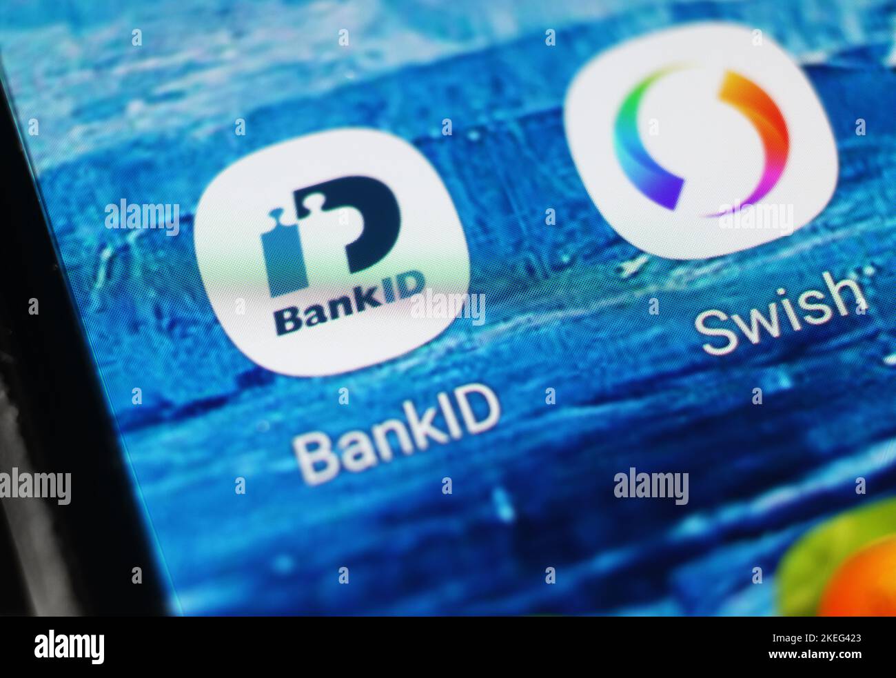 Different mobile applications in a mobile phone, here BankID, Swish ...