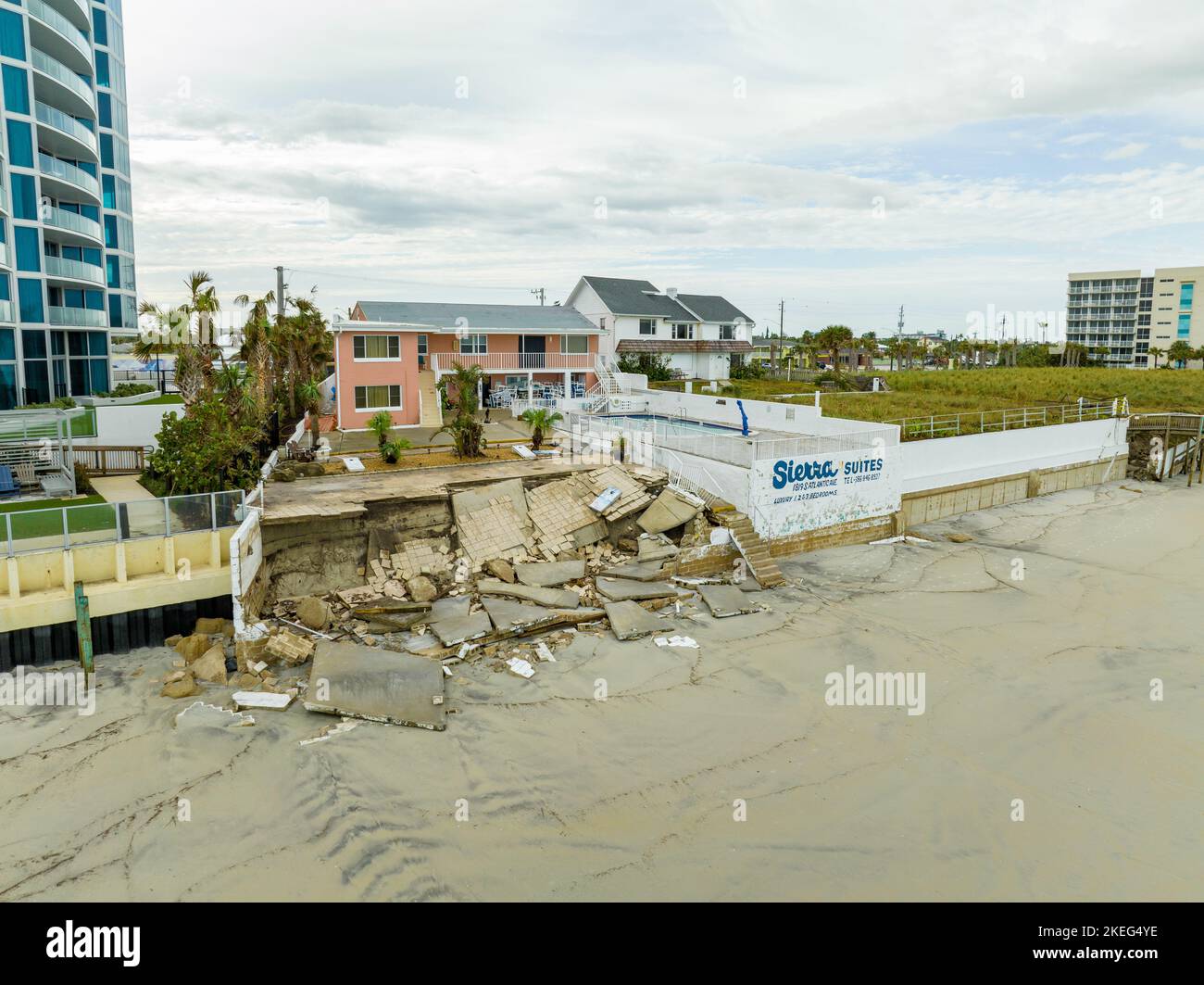 Beachfront buildings seawall and structure washed away by Hurricane ...