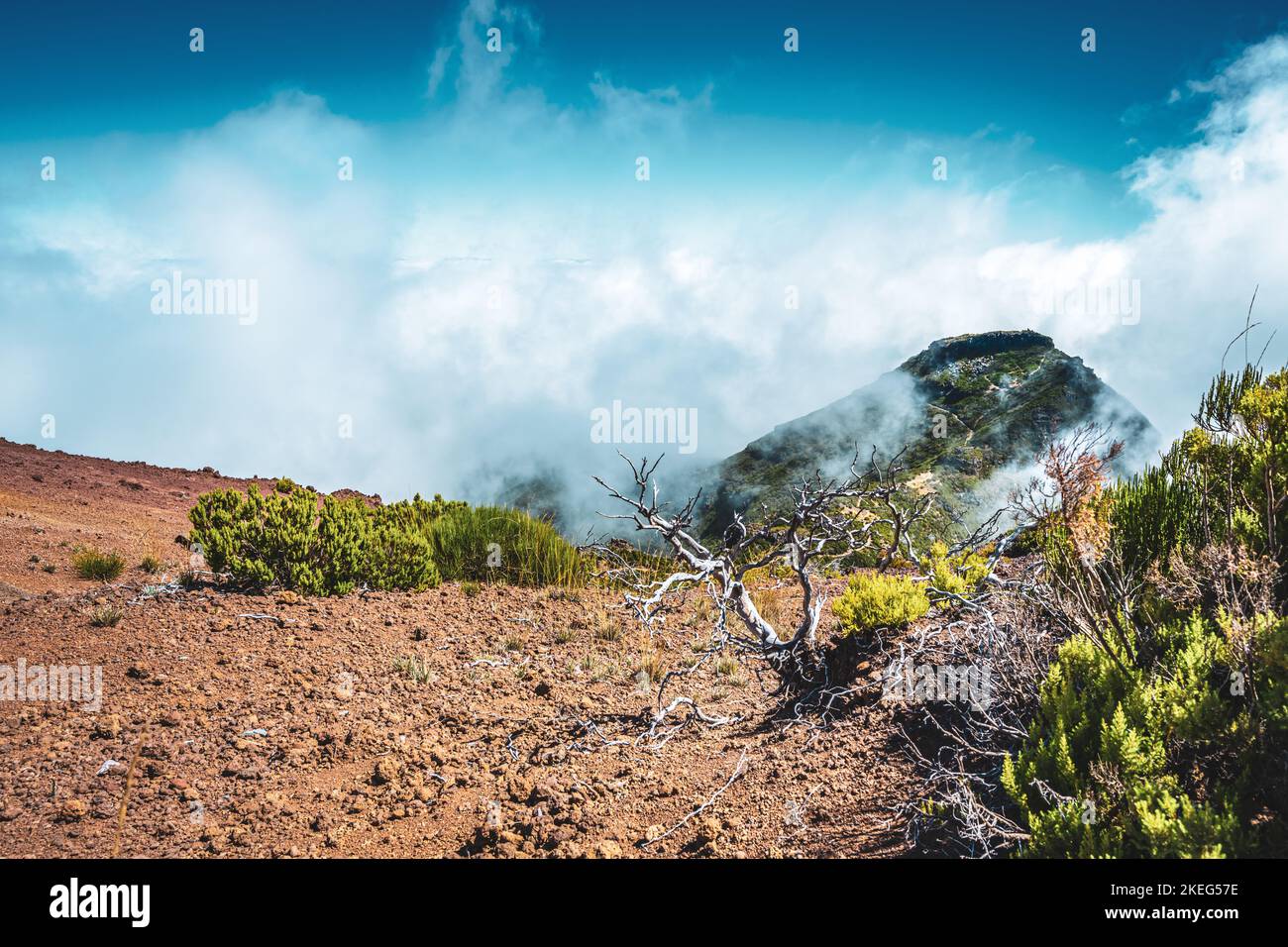 Description: Summit view with beautiful mountain scenery on Pico Ruivo ...
