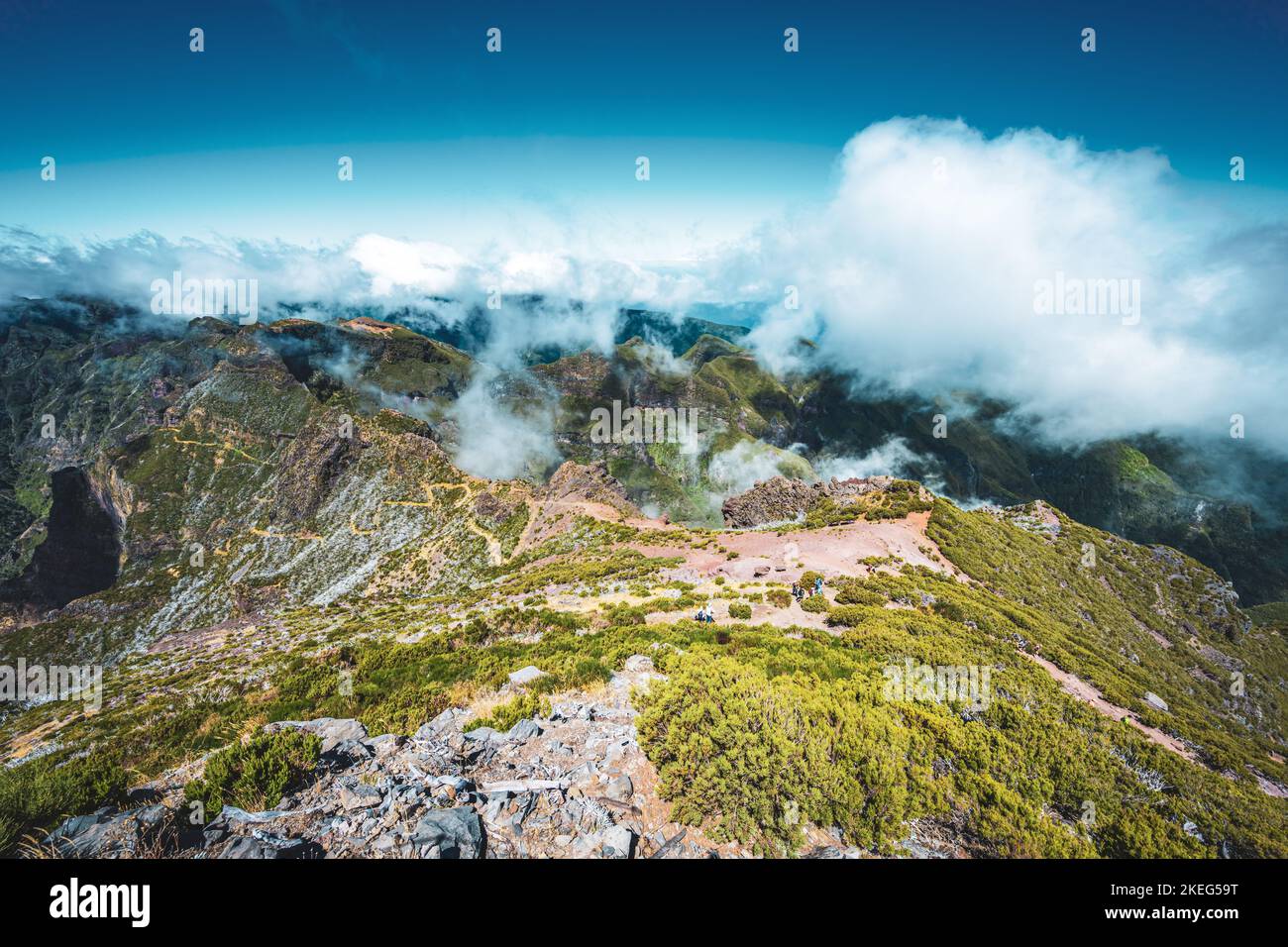 Description: Summit view with beautiful mountain scenery on Pico Ruivo ...
