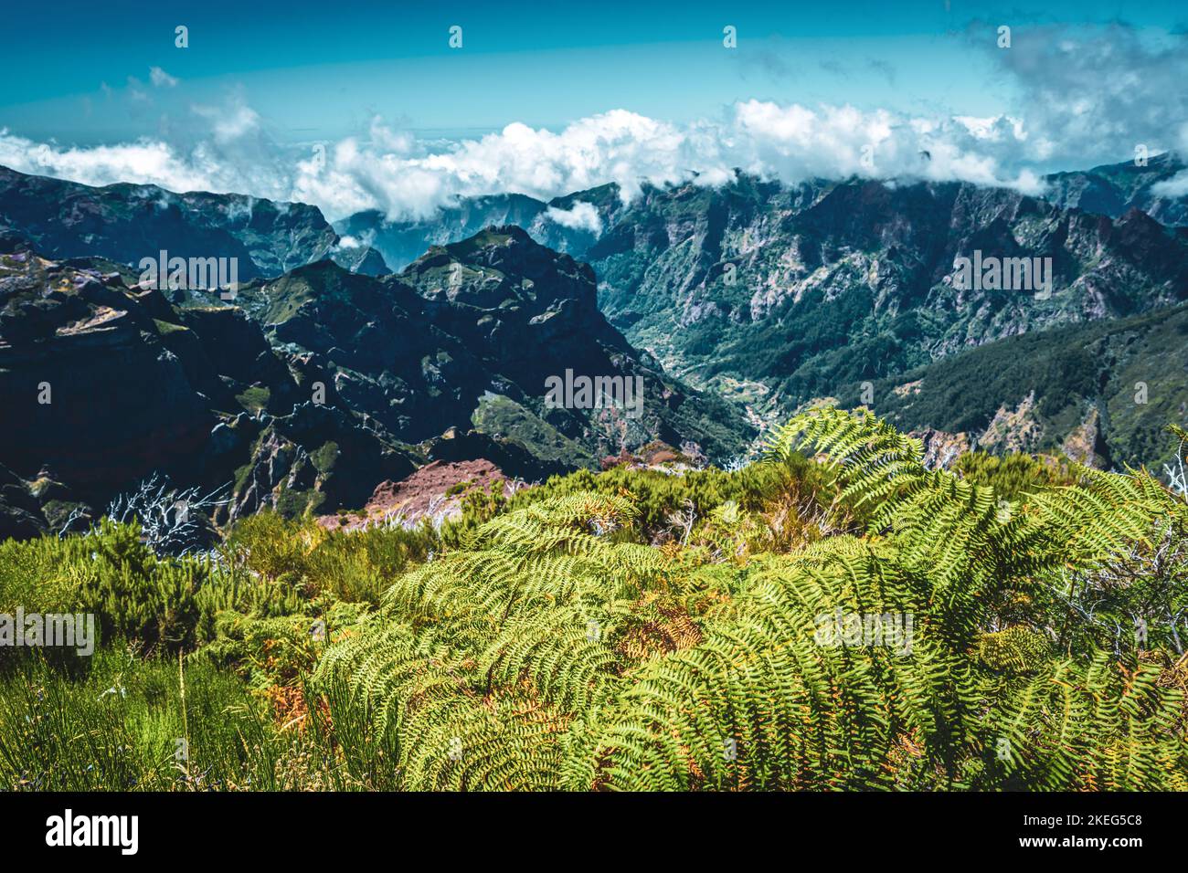Description: Summit view with beautiful mountain scenery on Pico Ruivo ...