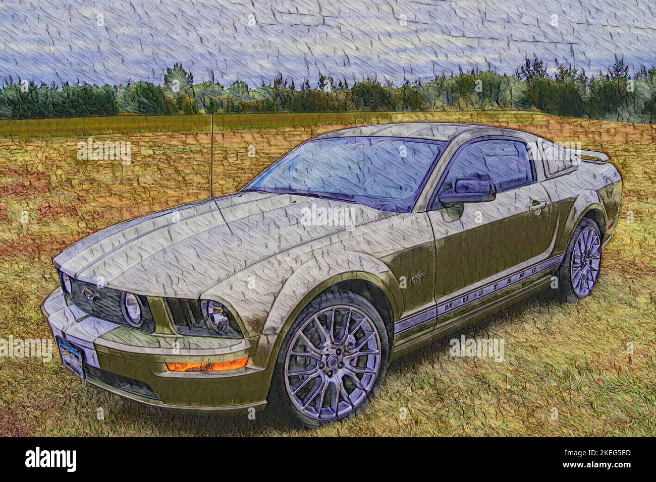 Artwork of a Ford Mustang Stock Photo - Alamy