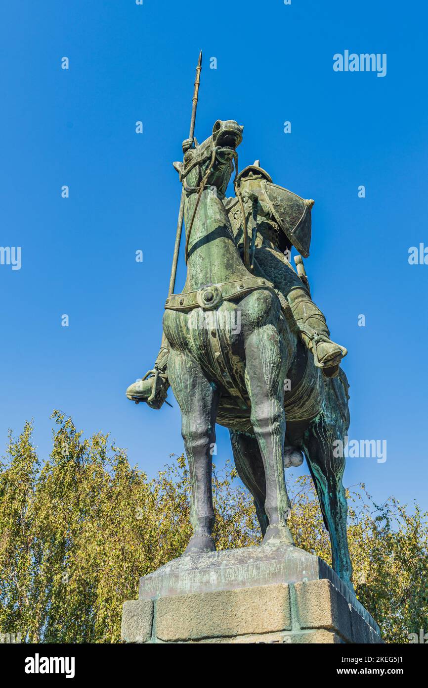 Porto, Portugal, October 12, 2022. Statue of Vimara Perez, in the city ...