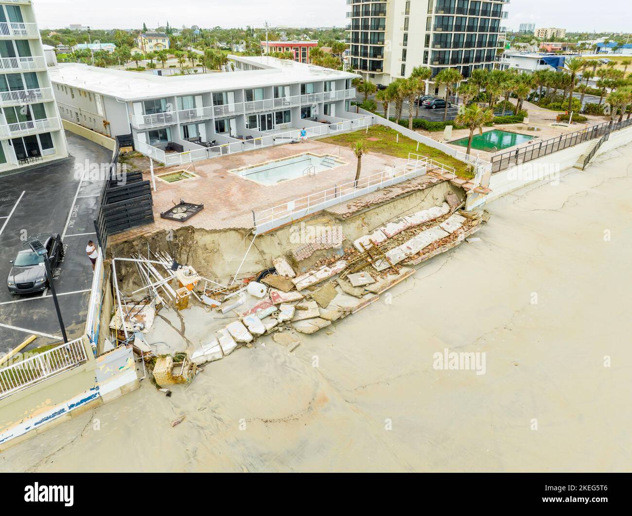 Beachfront buildings seawall and structure washed away by Hurricane ...