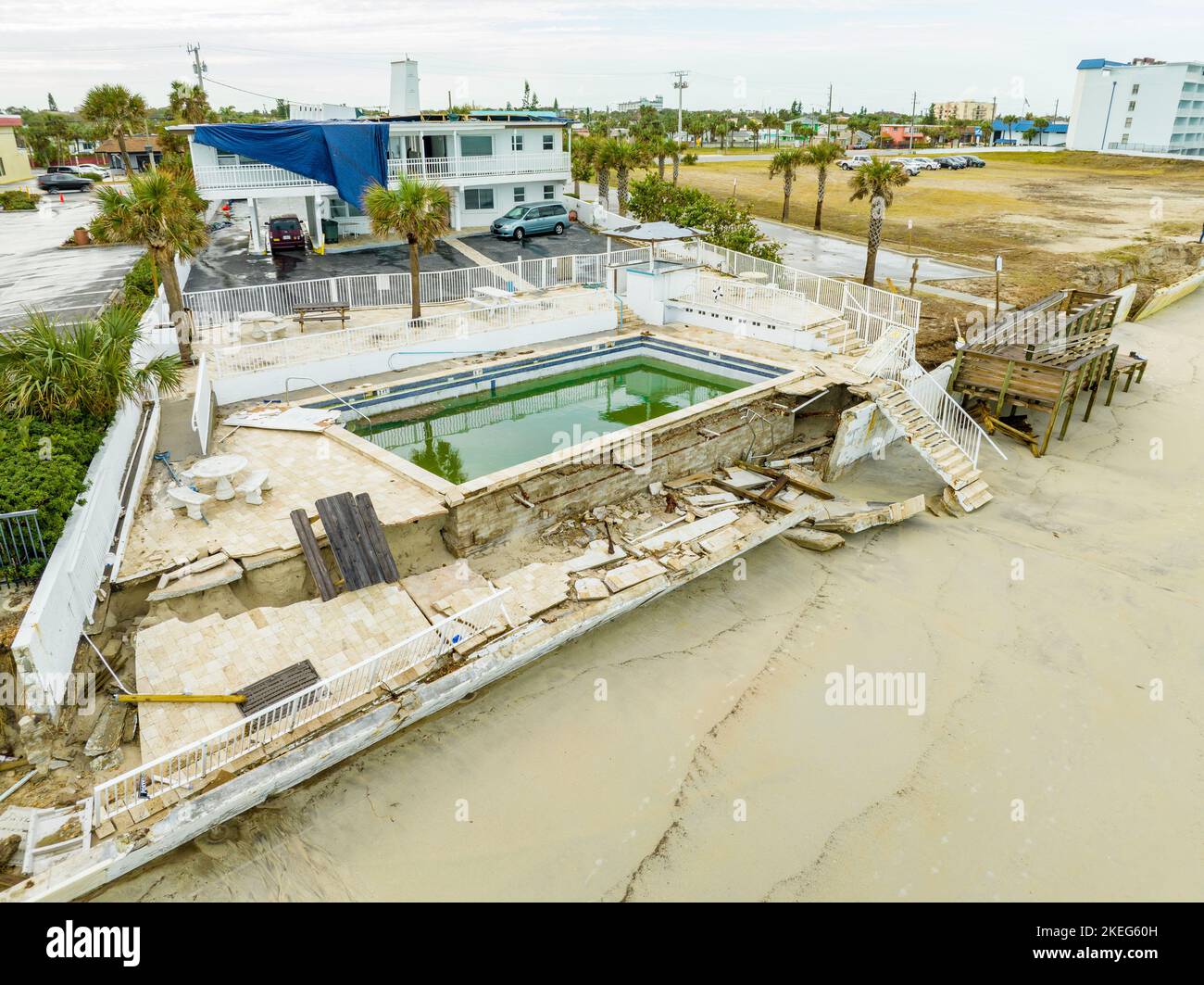 Beachfront buildings seawall and structure washed away by Hurricane ...
