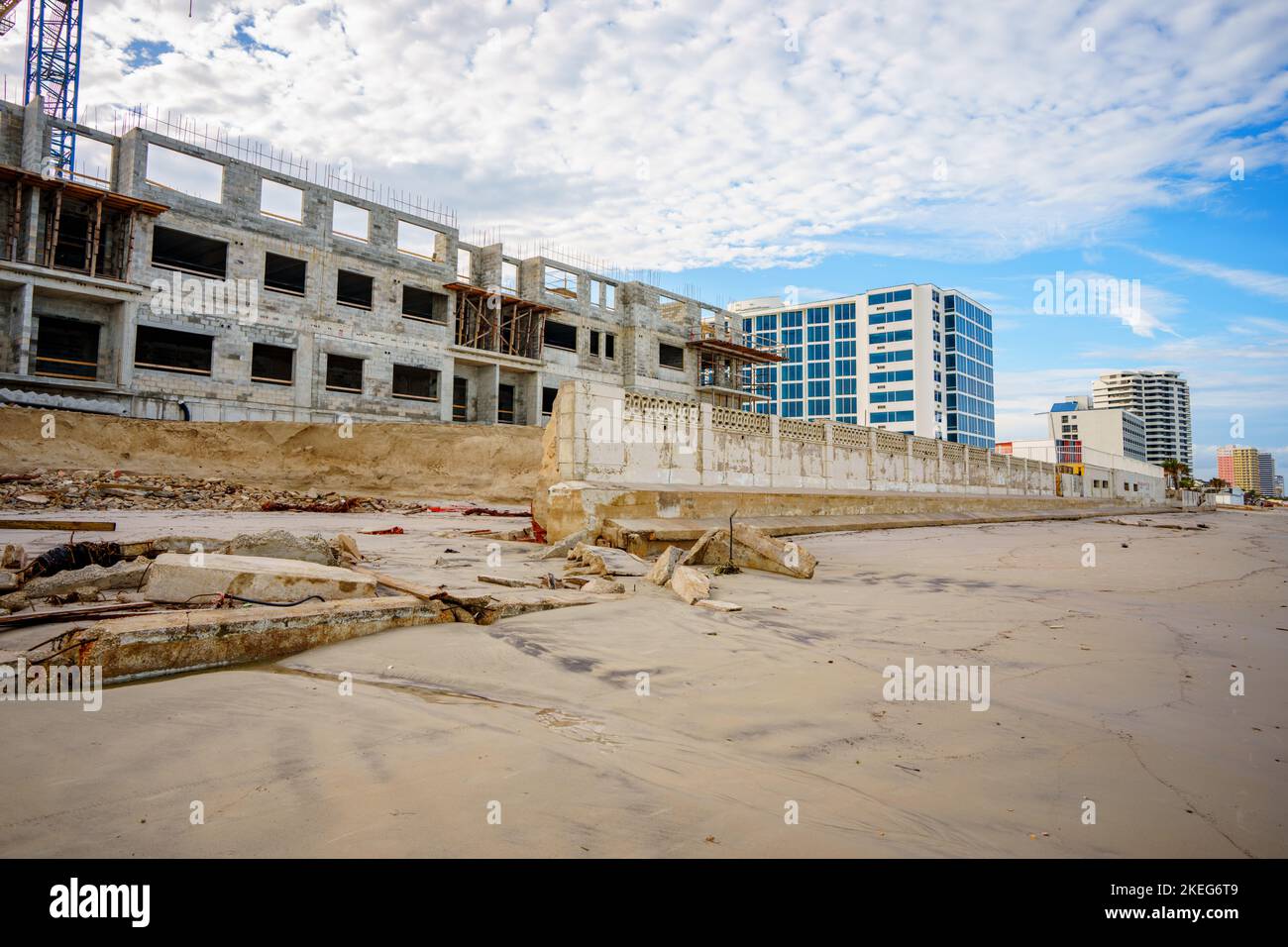 Seawall damage from hurricane nicole hi-res stock photography and ...