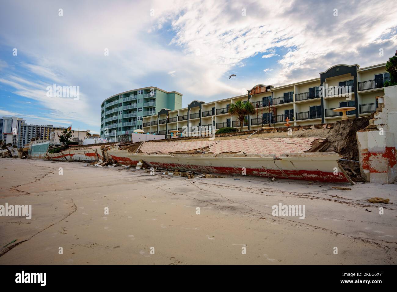 Seawall damage from hurricane nicole hi-res stock photography and ...
