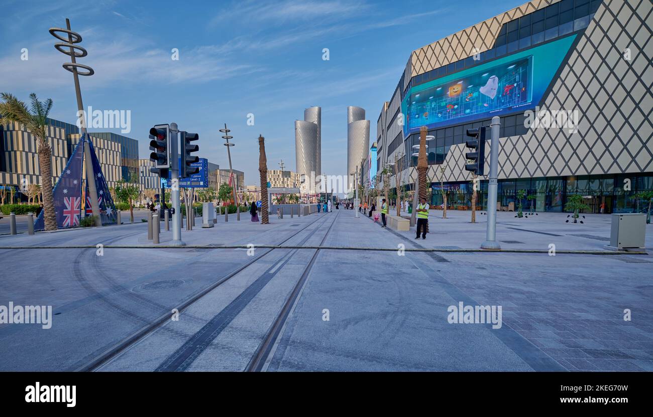 Lusail boulevard in Lusail city, Qatar afternoon shot showing Qatar ...