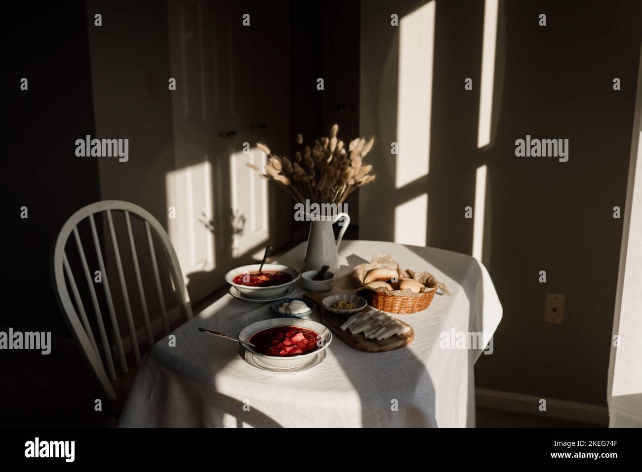 Borsch - Ukrainian national dish. Ukrainian cuisine - salo, onion ...