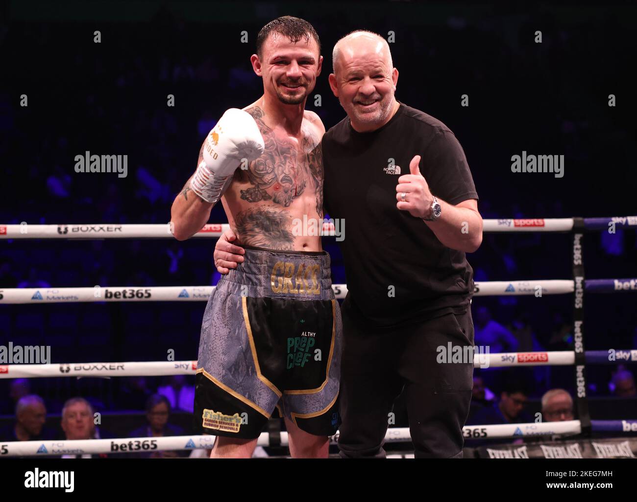 Jordan Ellison (left) celebrates victory against Dylan Cheema in the ...
