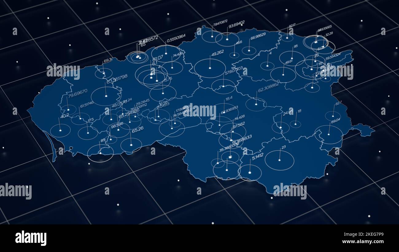Lithuania blue map big data visualization. Futuristic map infographic ...