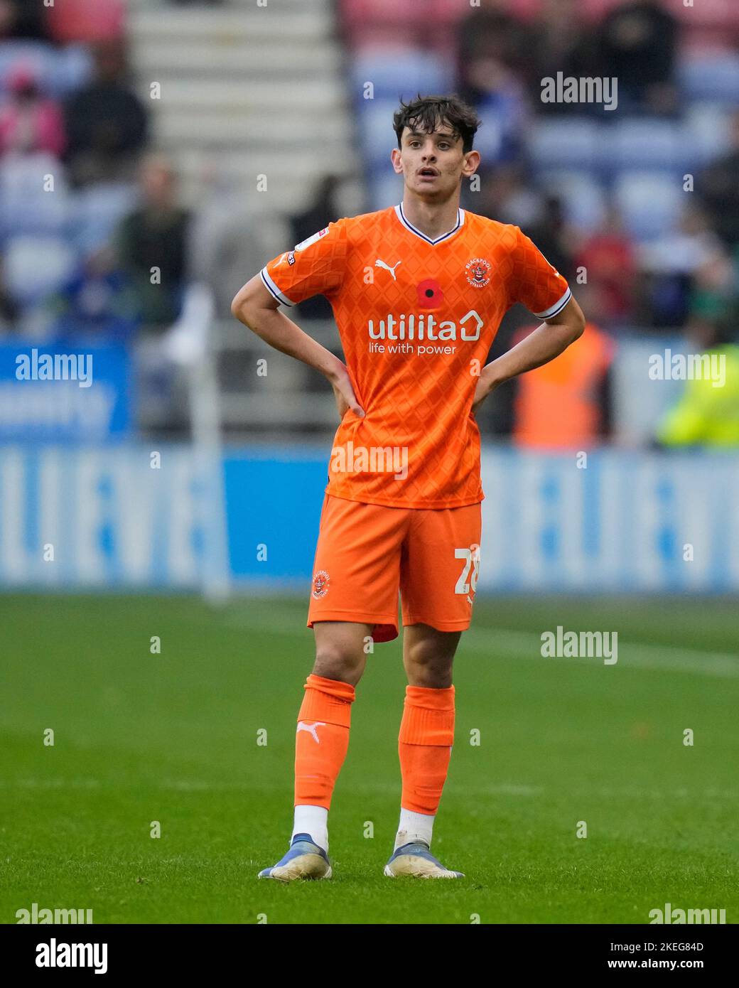 Charlie Patino #28 of Blackpool during the Sky Bet Championship match ...